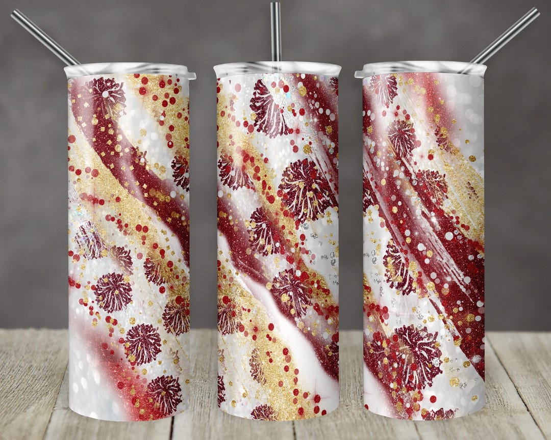 20 Oz Skinny Tumbler Sublimation Template Milky Way Cheer Burgundy ...