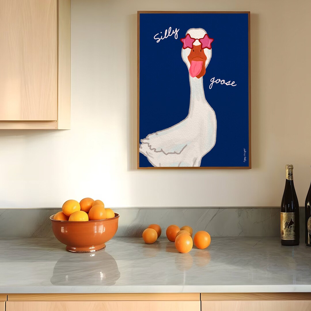 Silly Goose Print, Cute Goose Poster, Animal, A4 A3, UNFRAMED, Kid's ...