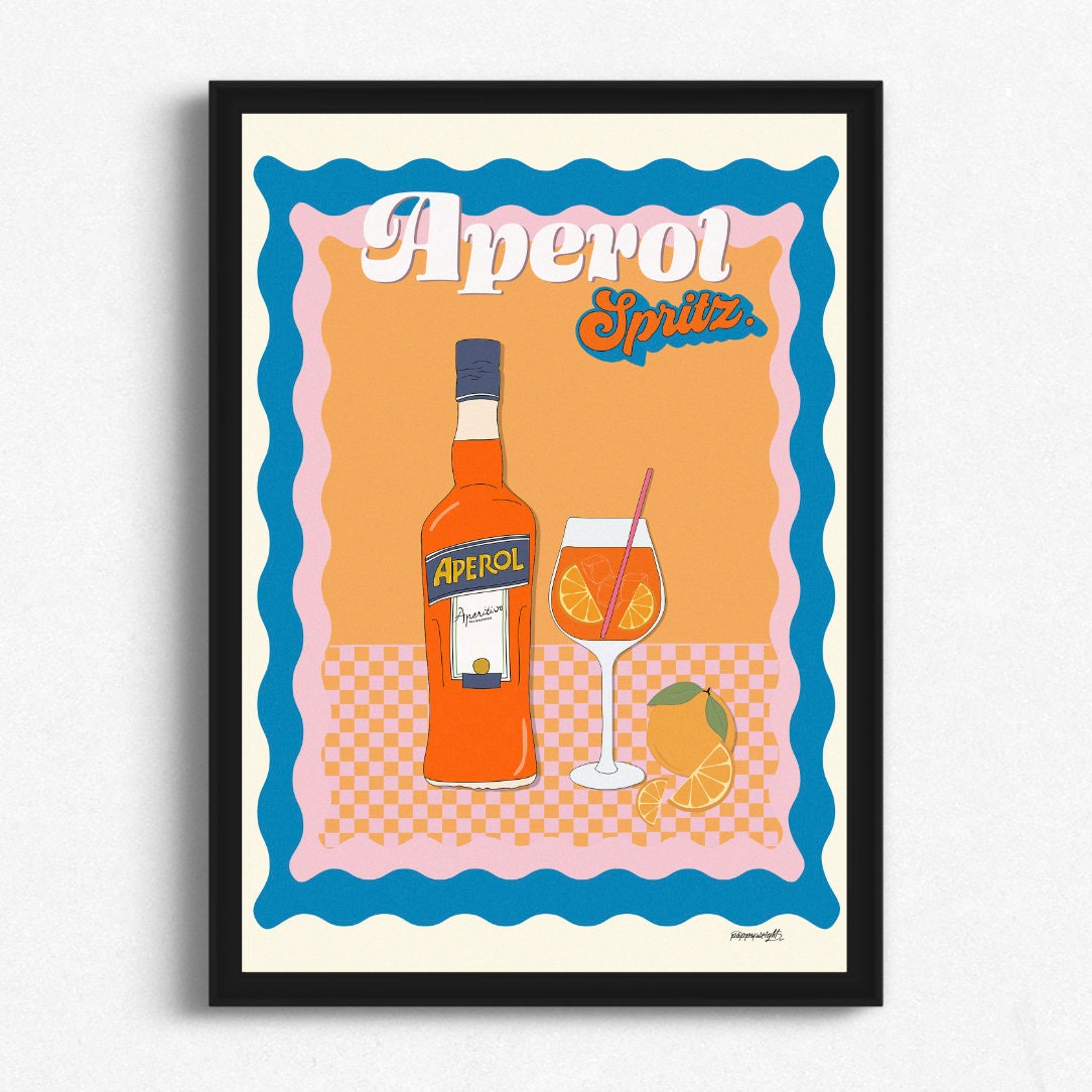 Aperol Art Print Retro Art Dining Room Wall Art Kitchen - Etsy