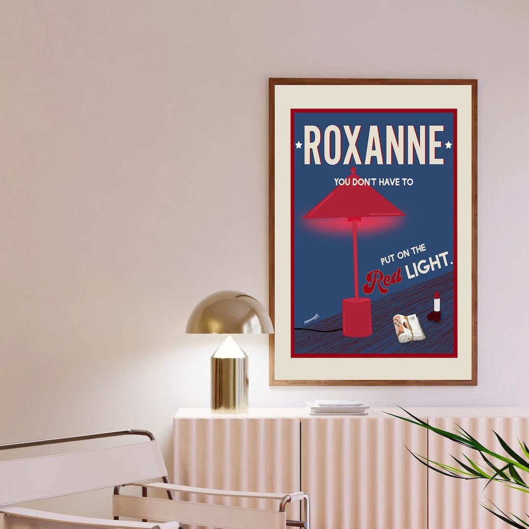 Roxanne | Red Light | Retro | Indie Music Art | Gig | Lyrics | Wall Art ...