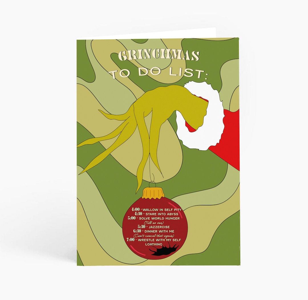 Christmas Card Grinch Merry Grinchmas Humour Funny Cute Xmas Card ...