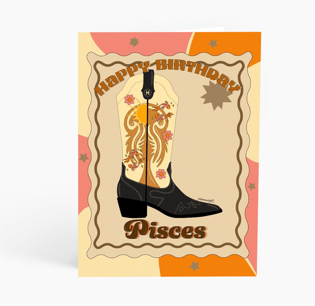 Pisces Birthday Card Happy Birthday February Birthday March Birthday ...