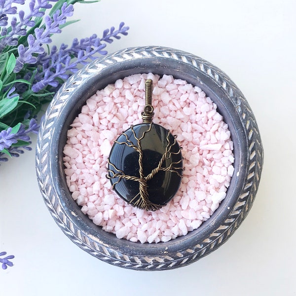 Black Obsidian Tree of Life Necklace - Etsy