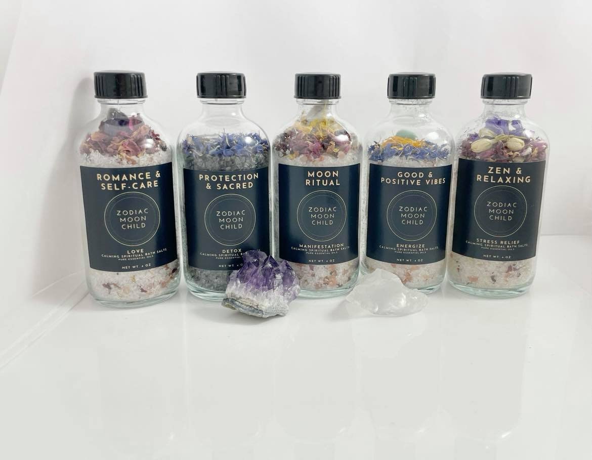 Spiritual Crystal Bath Salt Blend Energy Cleanse Essential | Etsy