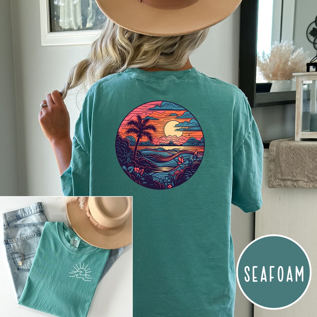 Sun and Waves Beach Tshirt, Beach Bum Tee, Summer T-shirt, Comfort ...