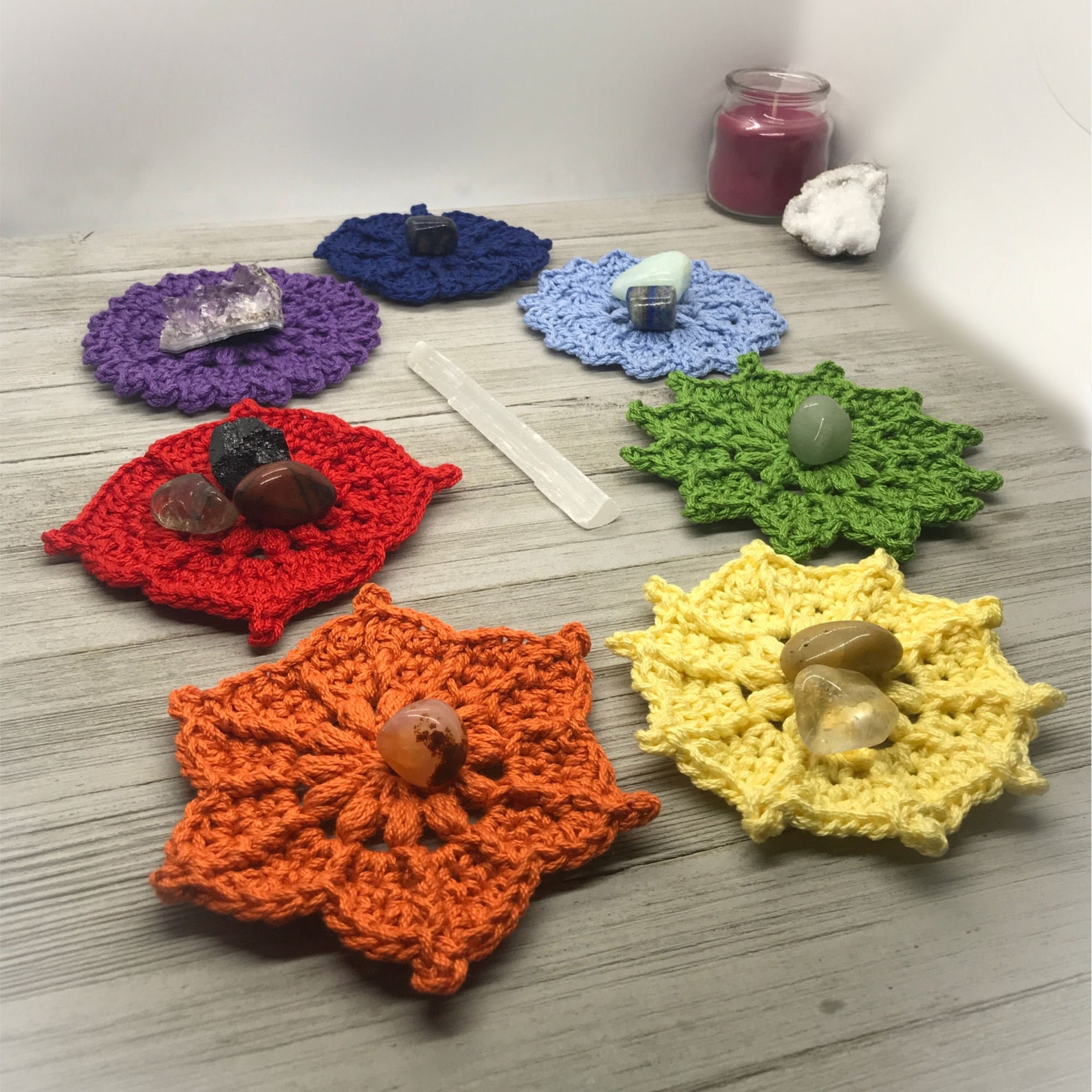 Chakra Meditation Set Cotton Chakra Set 7 Piece Chakra Set - Etsy