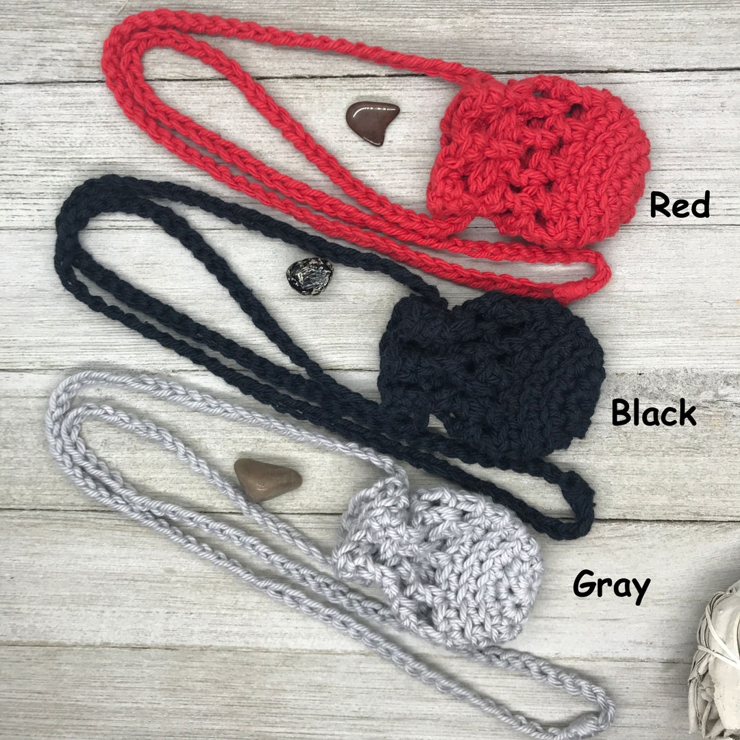Drawstring Crystal Pouch Necklace, Healing Crystal Pouch Necklace ...