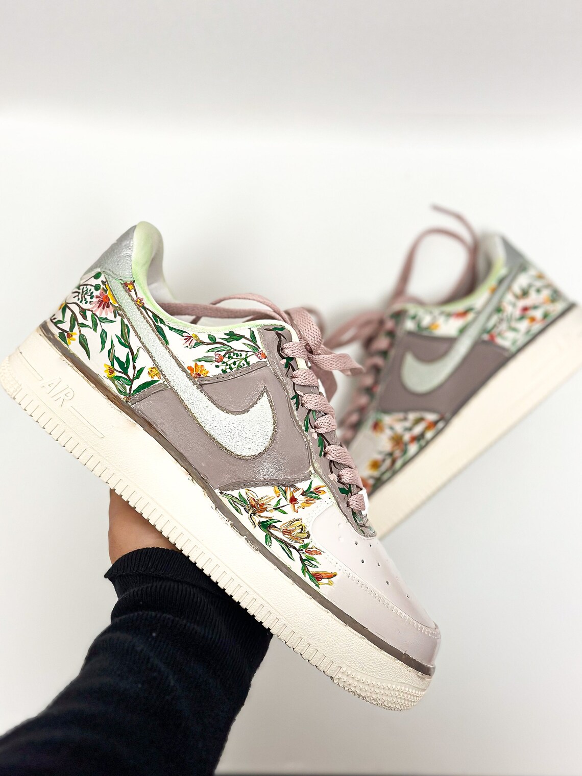 Floral Art, Nike AF1, Custom Af1,lilac Floral, Hand Painted Shoes ...