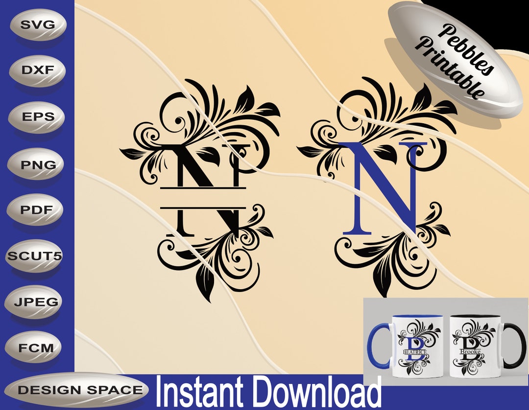 Split Letter N for SVG DXF, Fcm, Cut File for Cricut, Silhouette, 1 ...