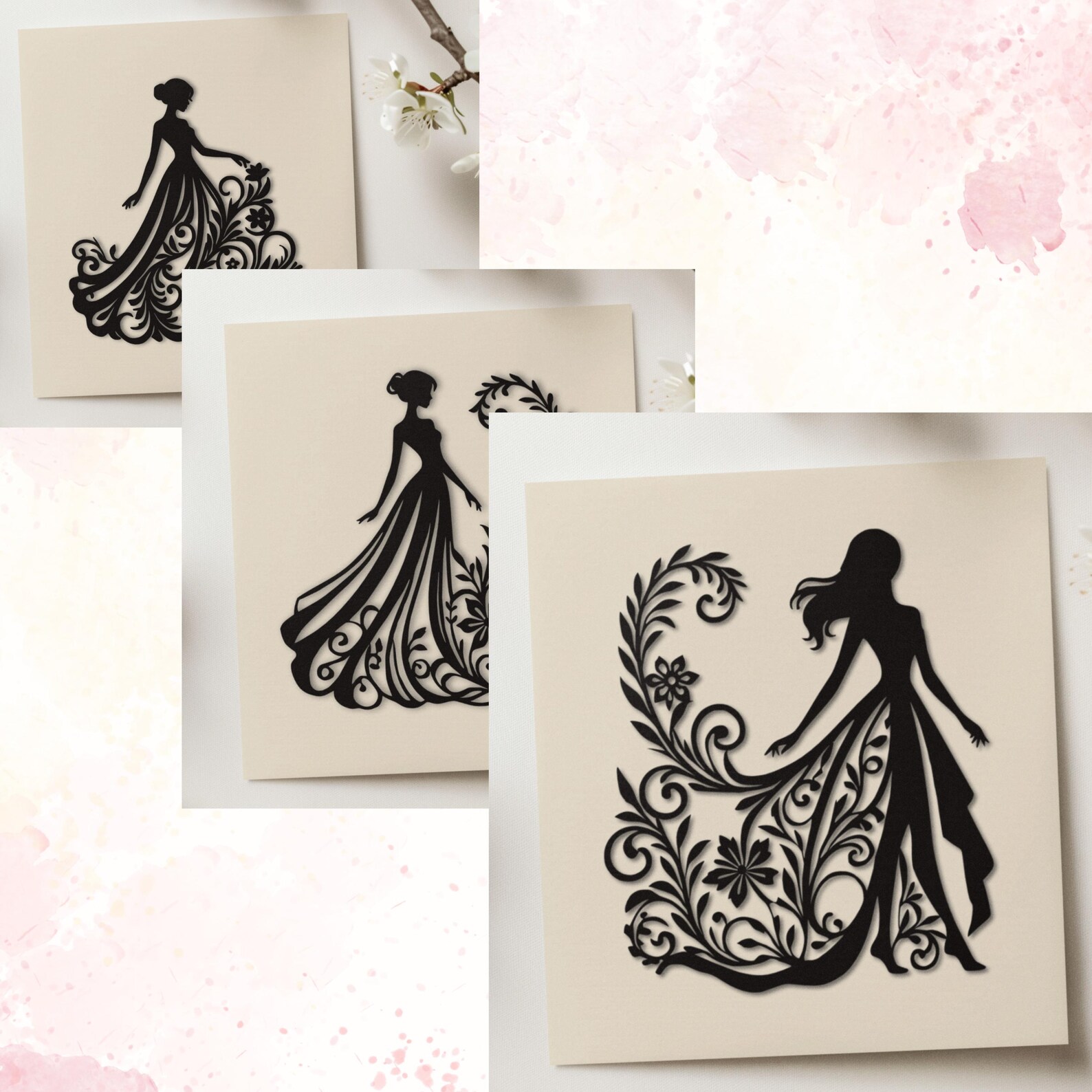 Ladies Silhouettes SVG File Elegant Cricut and Silhouette Sublimation ...
