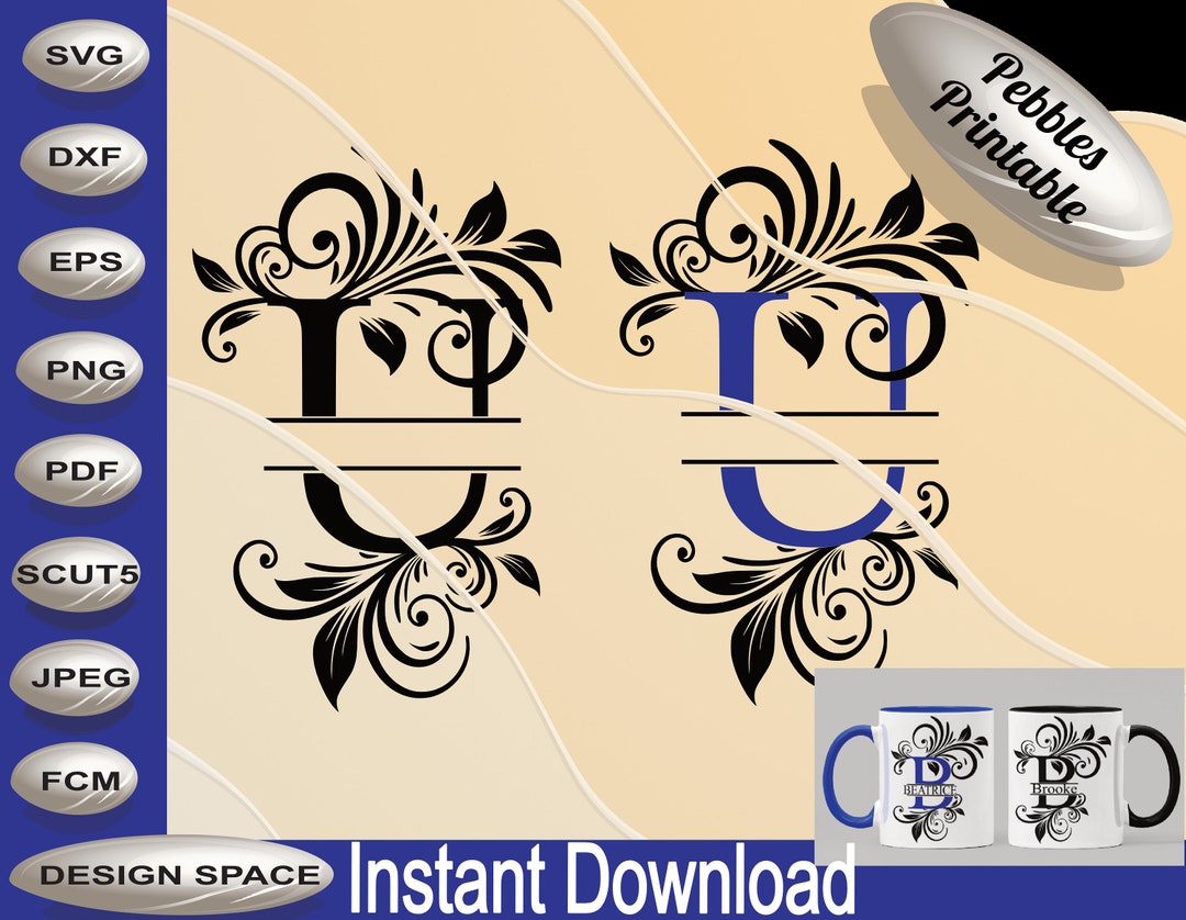 Split Letter U for SVG DXF, Fcm, Cut File for Cricut, Silhouette, 1 ...
