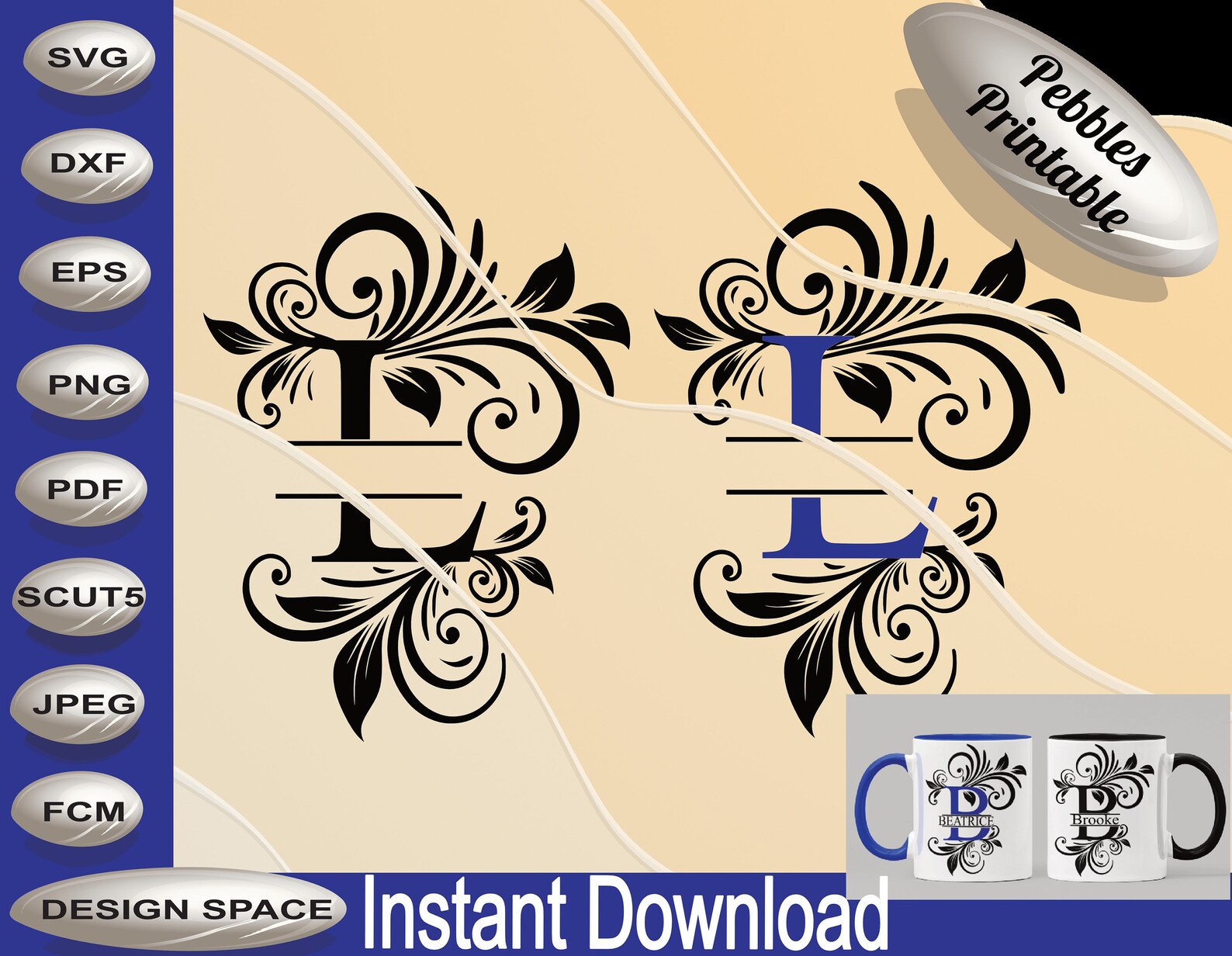 Split Letter L for SVG, DXF, Fcm, Cut File for Cricut, Silhouette, 1 ...