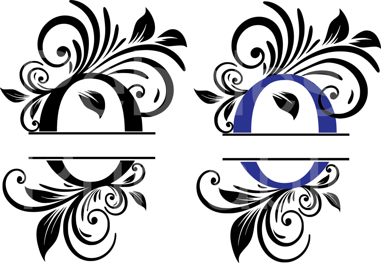 Split Letter O for SVG DXF Fcm Cut File for Cricut | Etsy