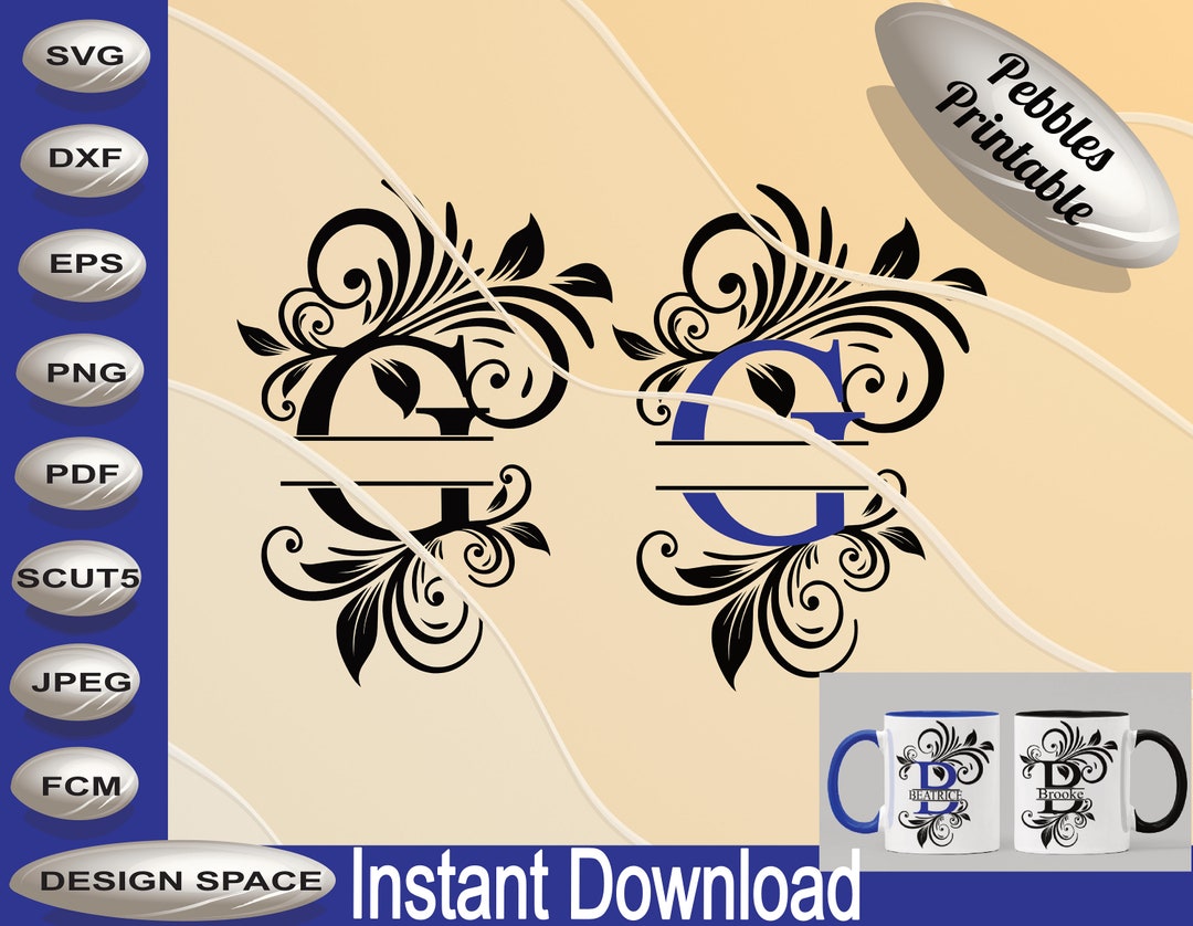 Split Letter G for SVG DXF, Fcm, Cut File for Cricut, Silhouette, 1 ...