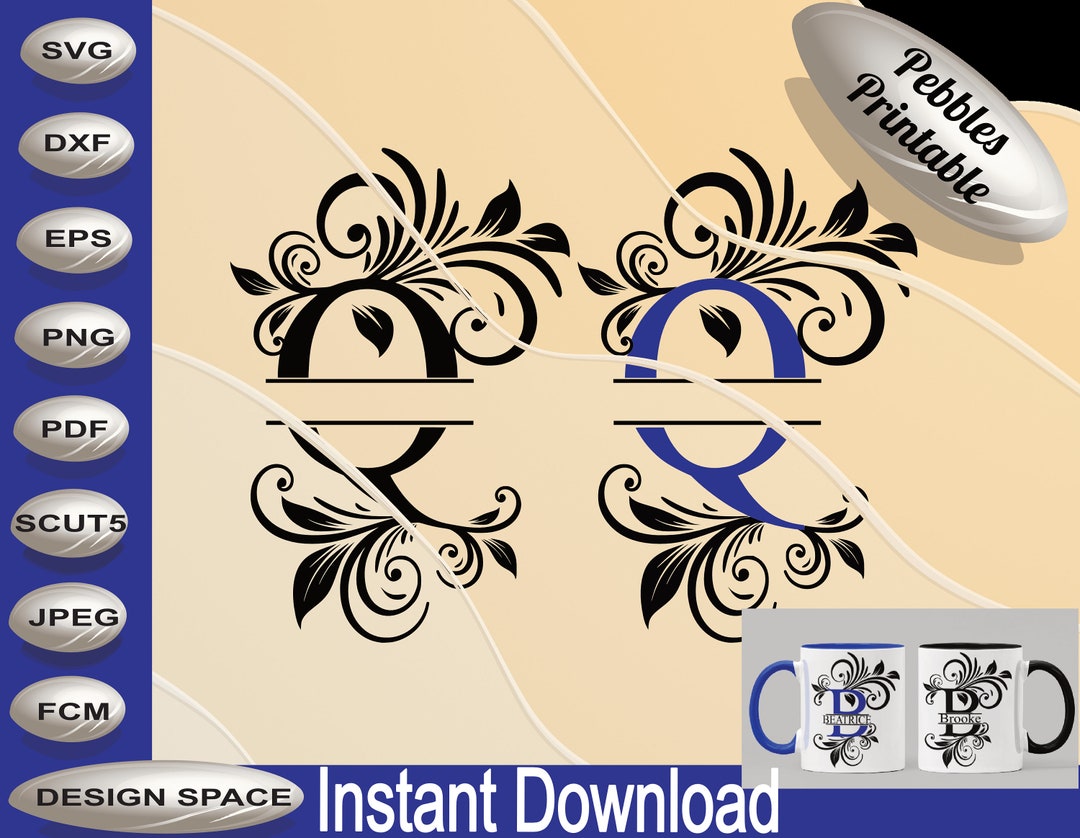 Split Letter Q Monogram SVG DXF, Cut File - Etsy