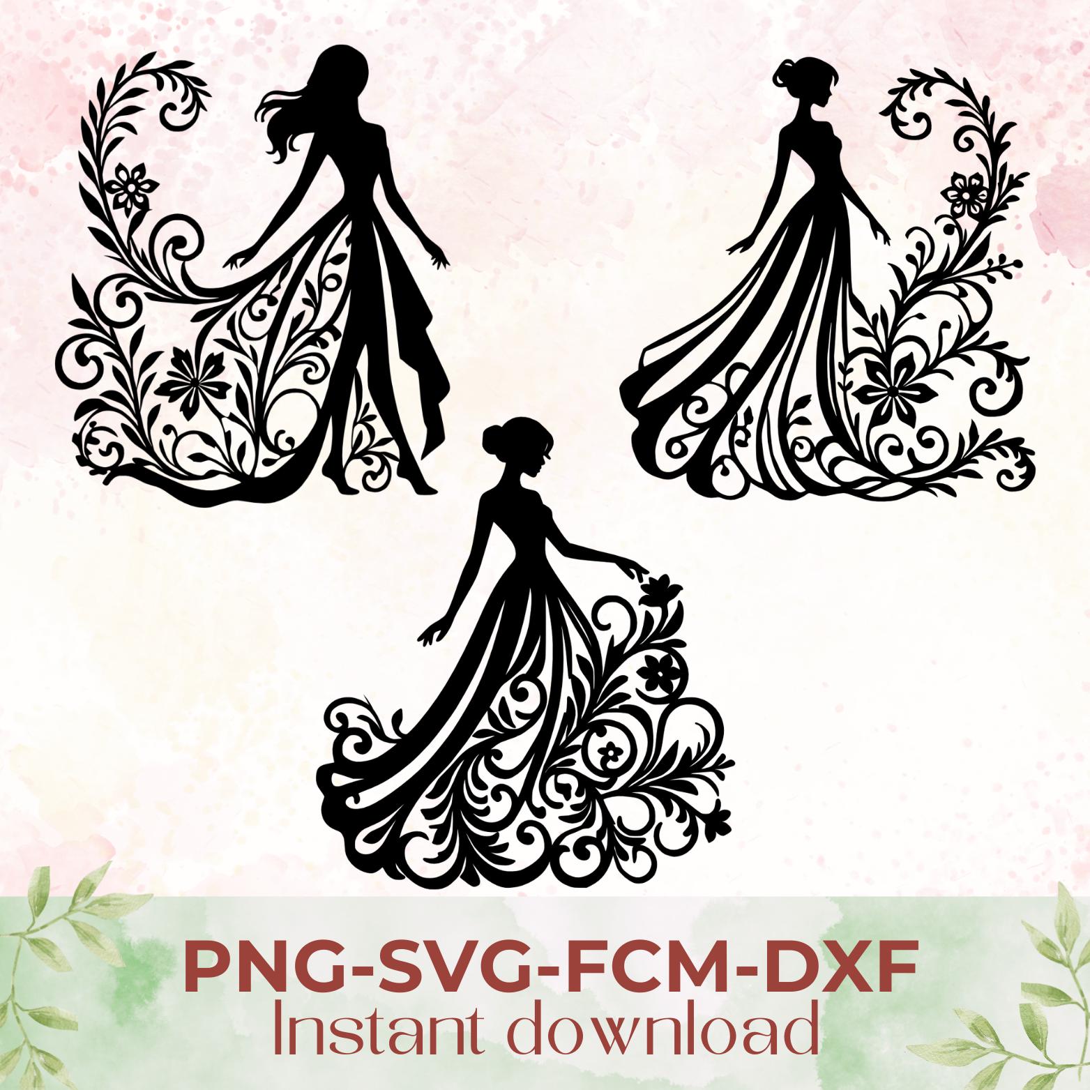 Ladies Silhouettes SVG File Elegant Cricut and Silhouette Sublimation ...