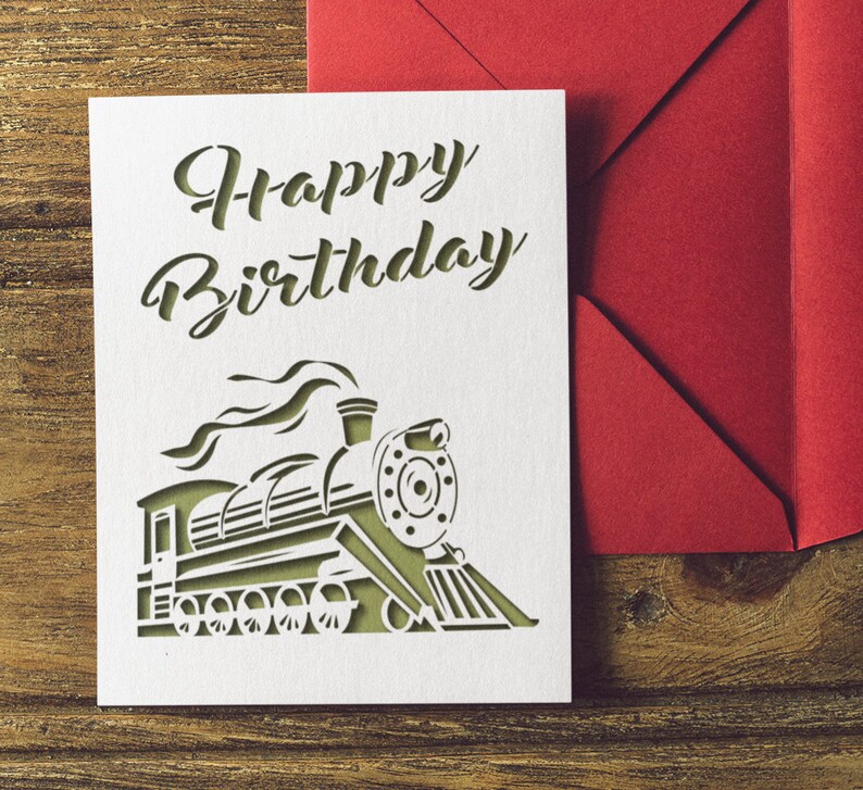 Steam Train Birthday Card SVG Papercut File (digital Download) - Etsy ...