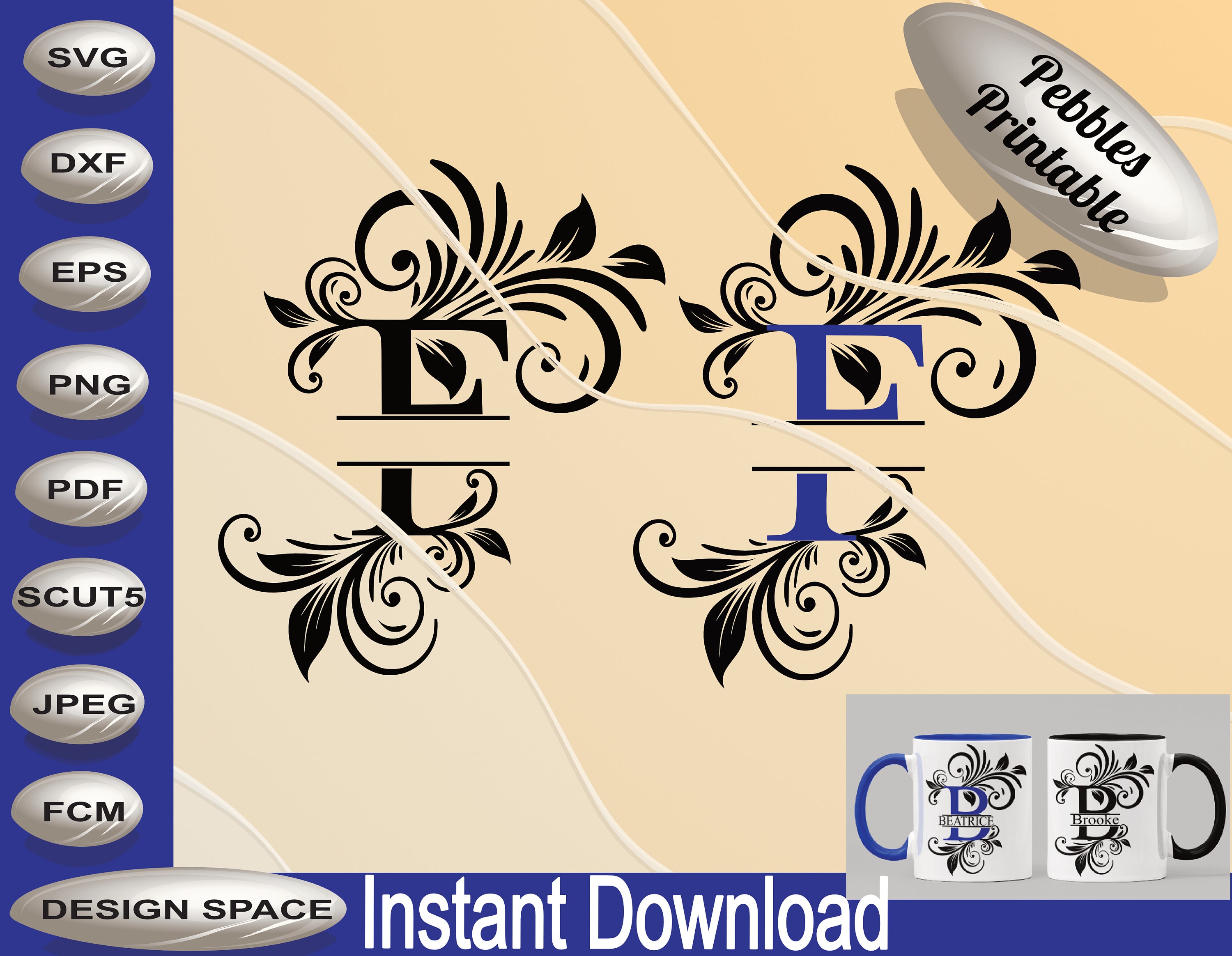 Split Letter F for SVG, DXF, Fcm, Cut File for Cricut, Silhouette, 1 ...