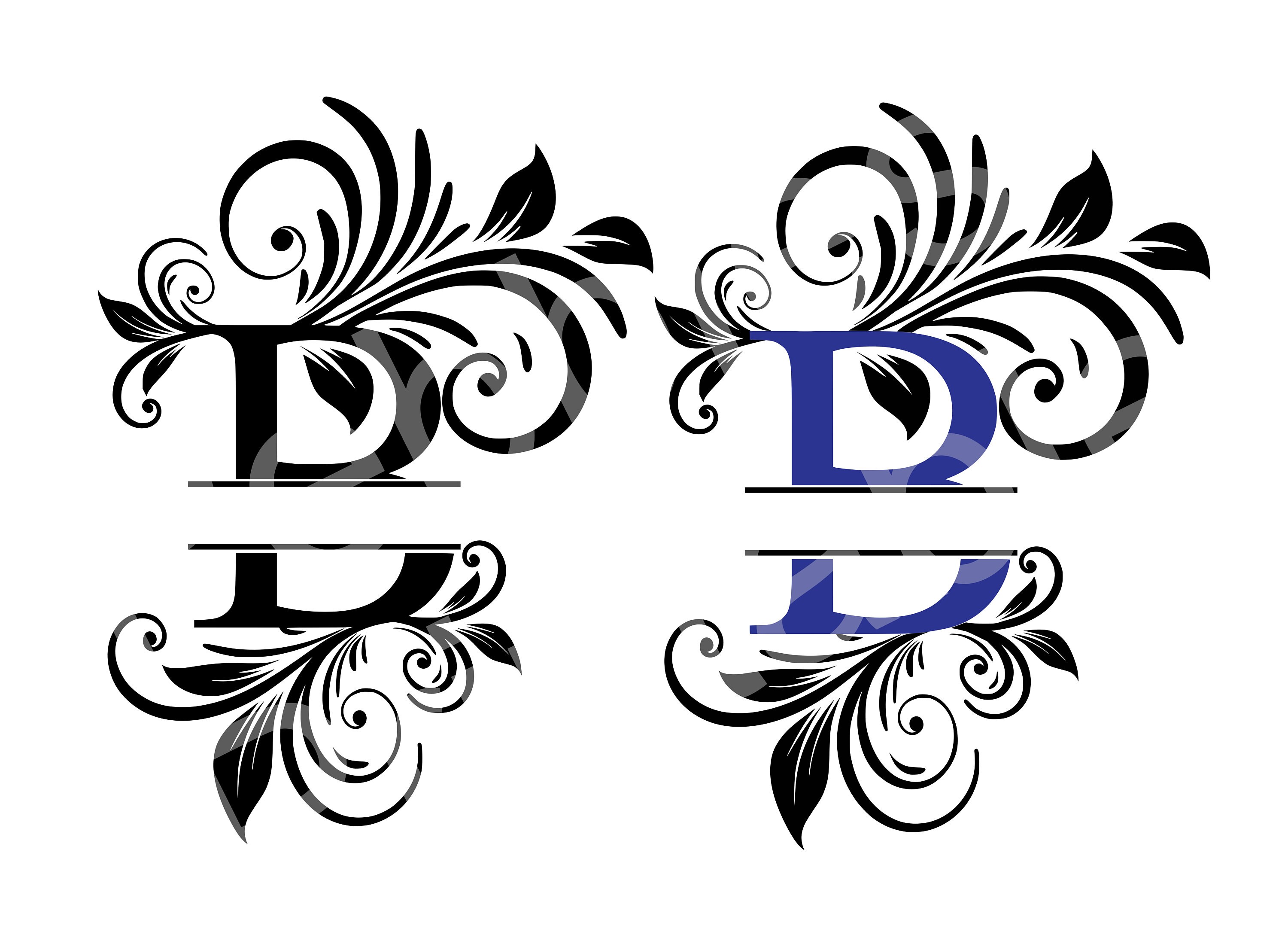 Split Letter B for SVG, DXF, Fcm, Cut File for Cricut, Silhouette, 1 ...