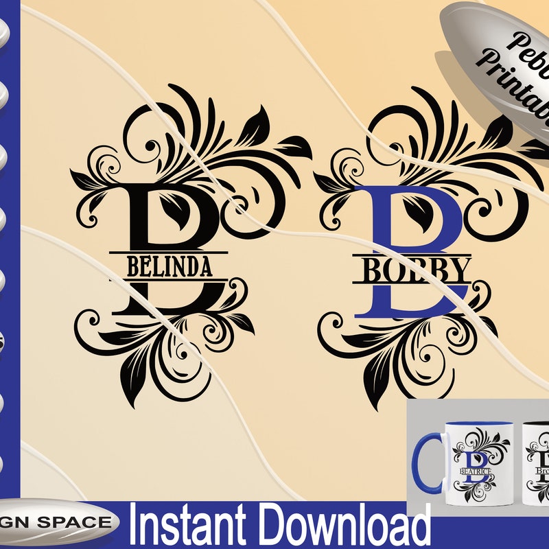 B Split Letter Monogram - Etsy