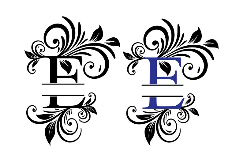 Split Letter E for SVG, DXF, Fcm, Cut File for Cricut, Silhouette, 1 ...