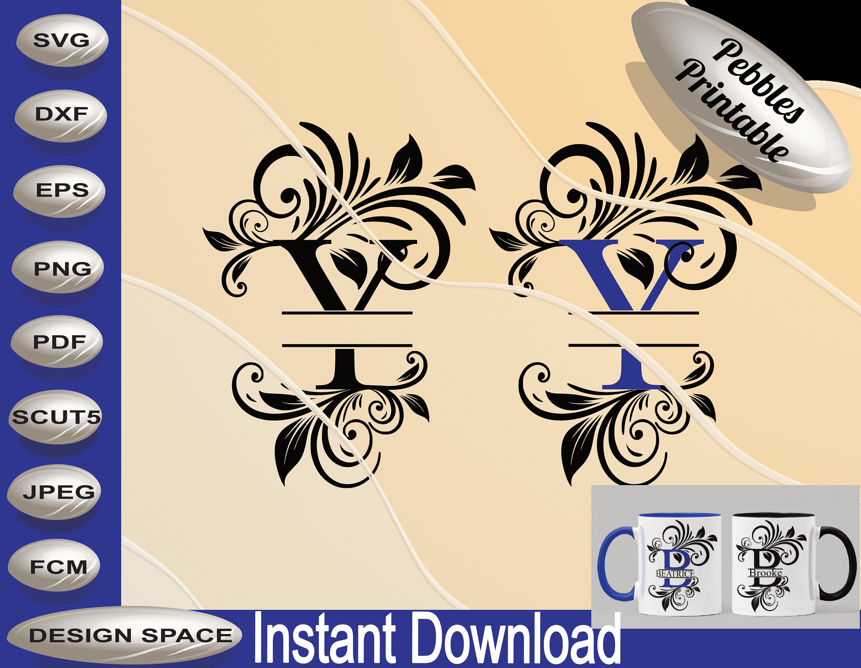 Split Letter Z for SVG, DXF, Fcm, Cut File for Cricut, Silhouette, 1 ...