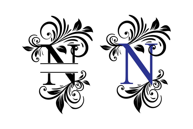 Split Letter N for SVG DXF Fcm Cut File for Cricut | Etsy