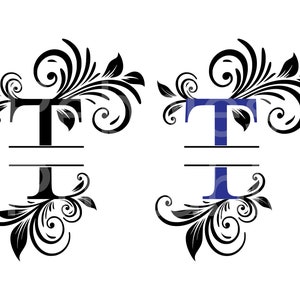 Split Letter T for SVG DXF, Fcm, Cut File for Cricut, Silhouette, 1 ...