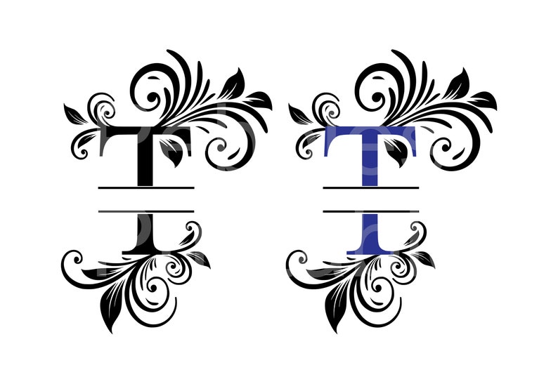 Split Letter T for SVG DXF Fcm Cut File for Cricut | Etsy