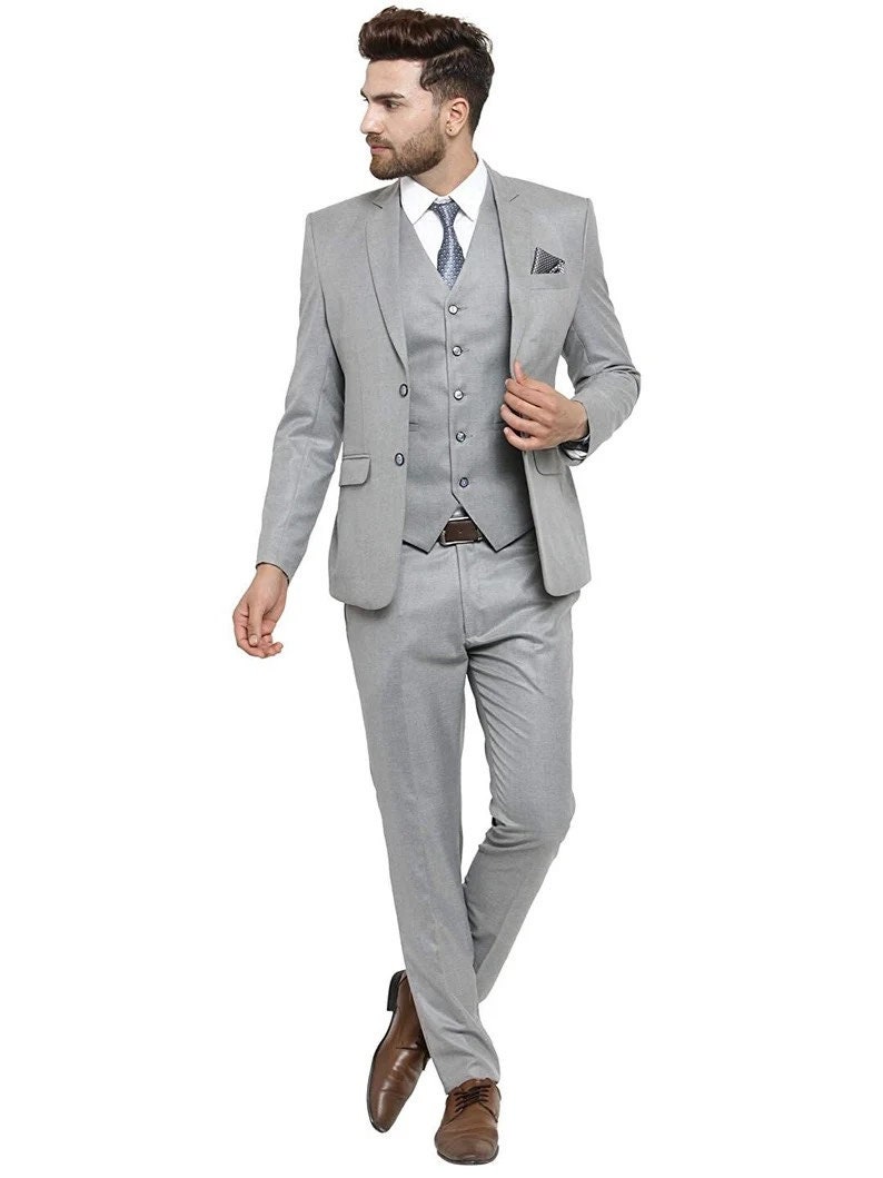 MEN GRAY SUIT 3 Piece Formal Fashion Party Wear Elegant - Etsy