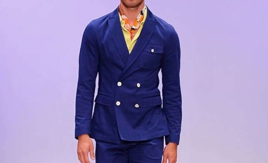 Men Royal Blue 2 Piece Suit Double Breasted Style Slim Fit Etsy