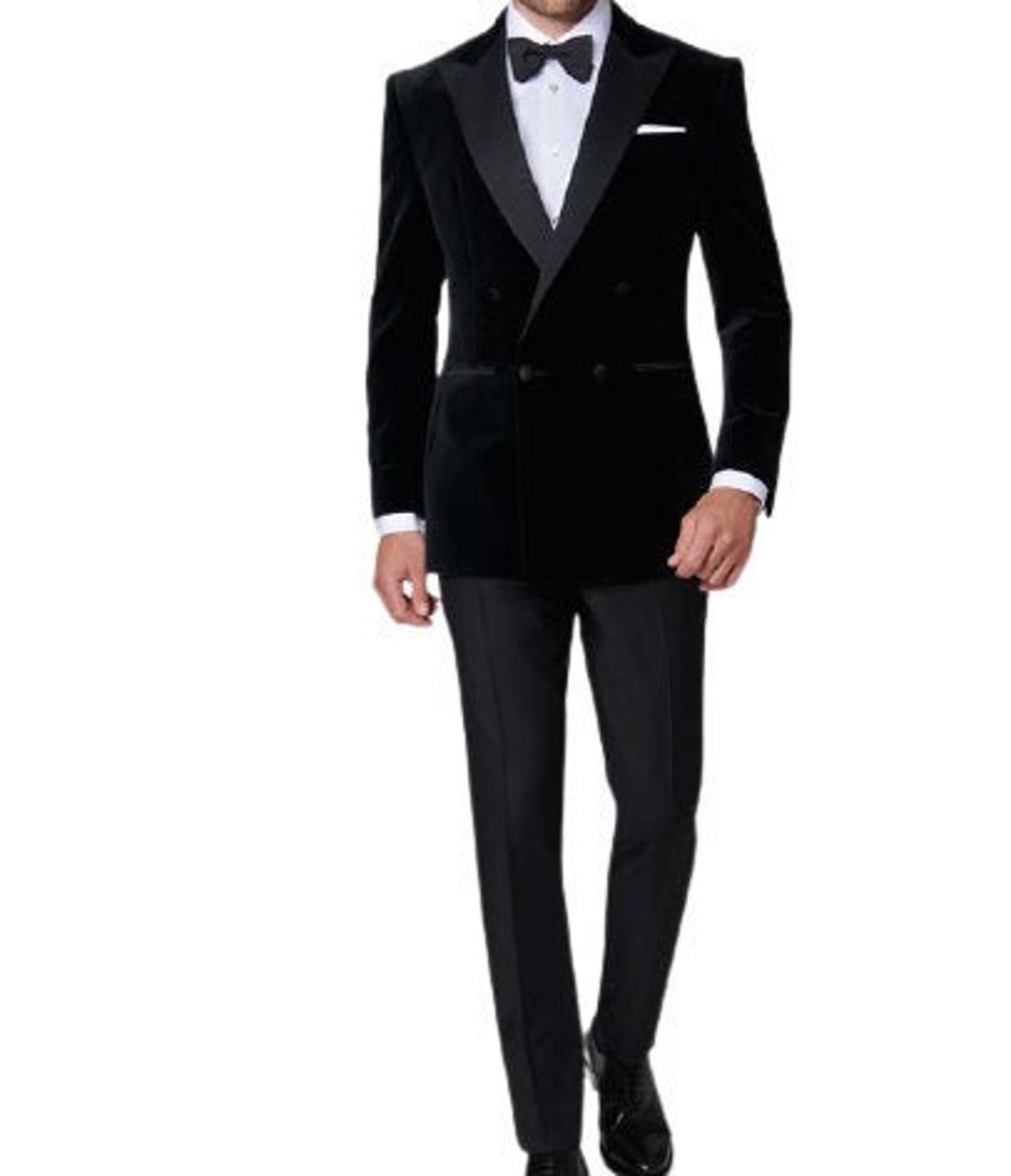 Men Suit 2 Piece Black Tuxedo Double Breasted Style Slim Fit Etsy