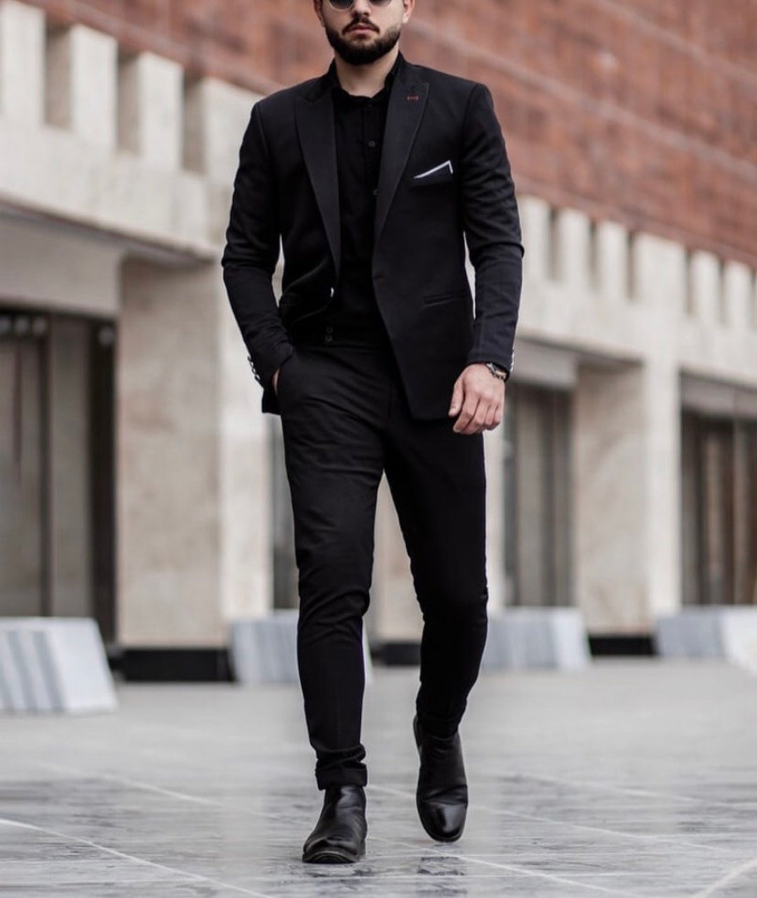 MEN SUITS BLACK 2 Piece Formal Fashion Slim Fit Party Wear Elegant Prom
