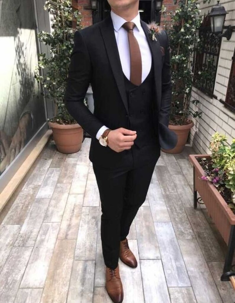 Men Suits Black 3 Piece Formal Fashion Elegant Party Wear Etsy