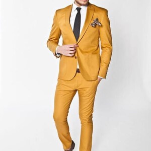 Men Mustard 2 Piece Suit Elegant Luxury Two Button Wedding - Etsy