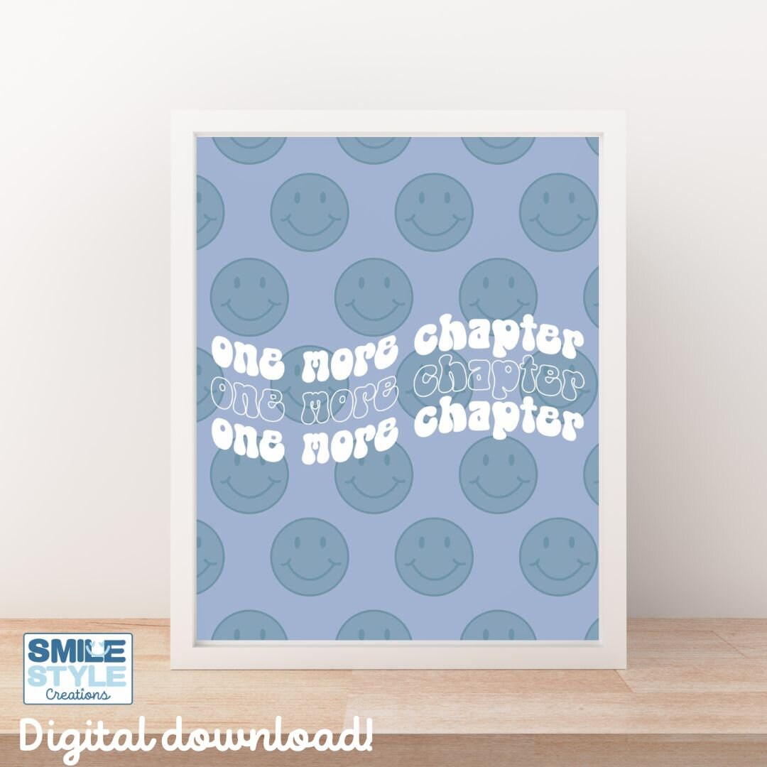 One More Chapter Smiley Wall Art/ Blue / Digital Print/ Digital ...