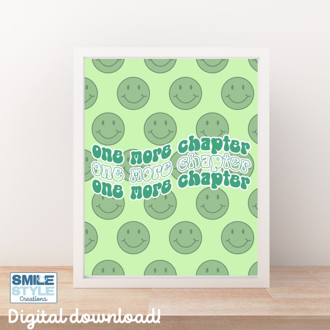 One More Chapter Smiley Wall Art/ Green / Digital Print/ Digital ...