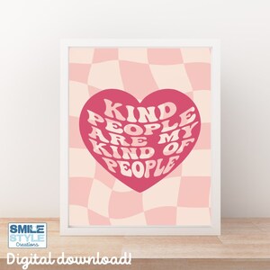 Kindness Checkered Wall Art/ Pink/ Digital Print/ Digital Download ...