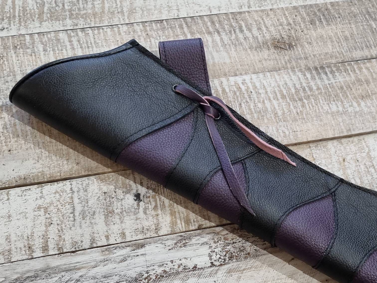 Leather Archery HIP QUIVER in Purple and Black, Both Side Used Belt ...