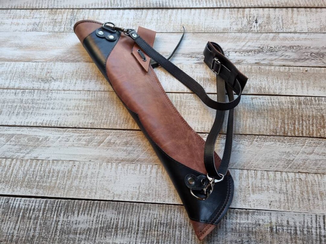 BACK Quiver With Belt Loop, Brown and Black Leather Archery Hip Quiver ...