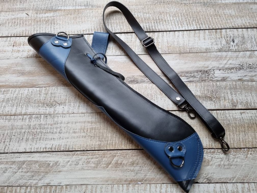 Black BACK QUIVER With Side Clip, Leather Archery Hip Arrow Quiver With ...