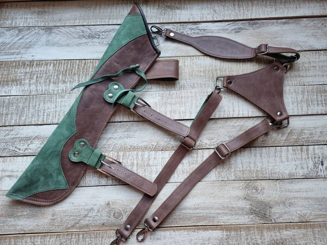 Leather BACK QUIVER With Bow Holder Straps - Etsy