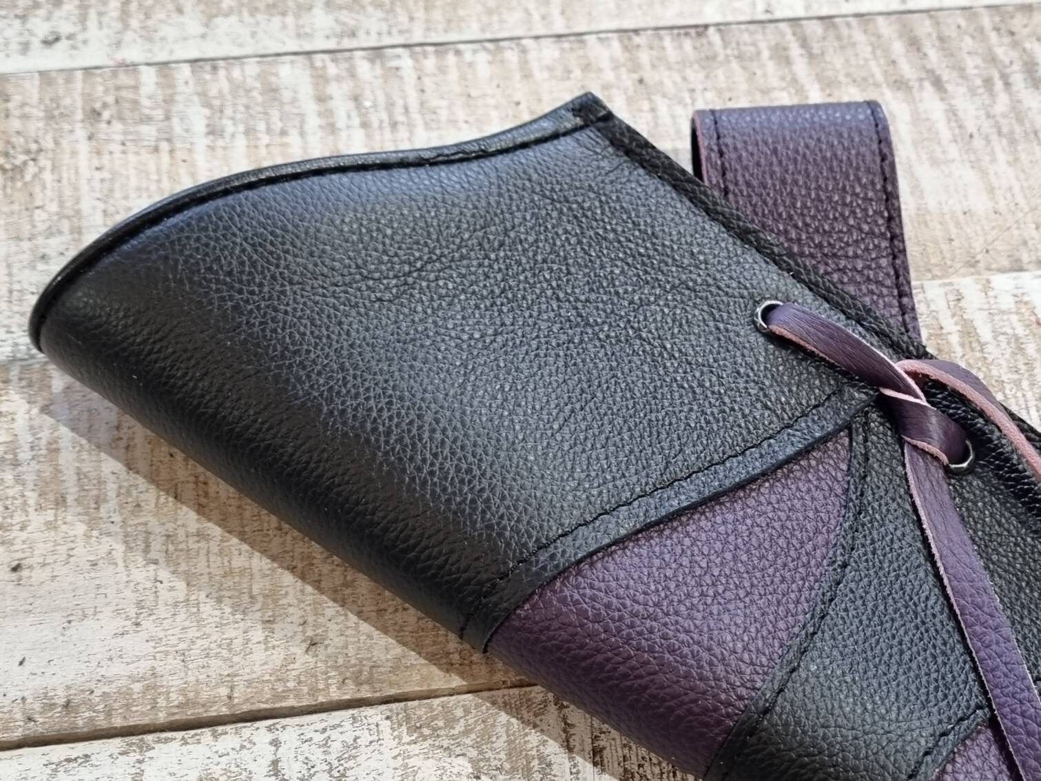 Leather Archery HIP QUIVER in Purple and Black, Both Side Used Belt ...