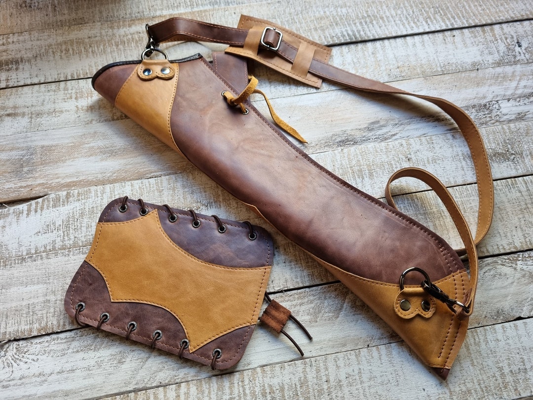 QUIVER With ARM GUARD, Leather Back Arrow Quiver - Easy Change to Hip ...