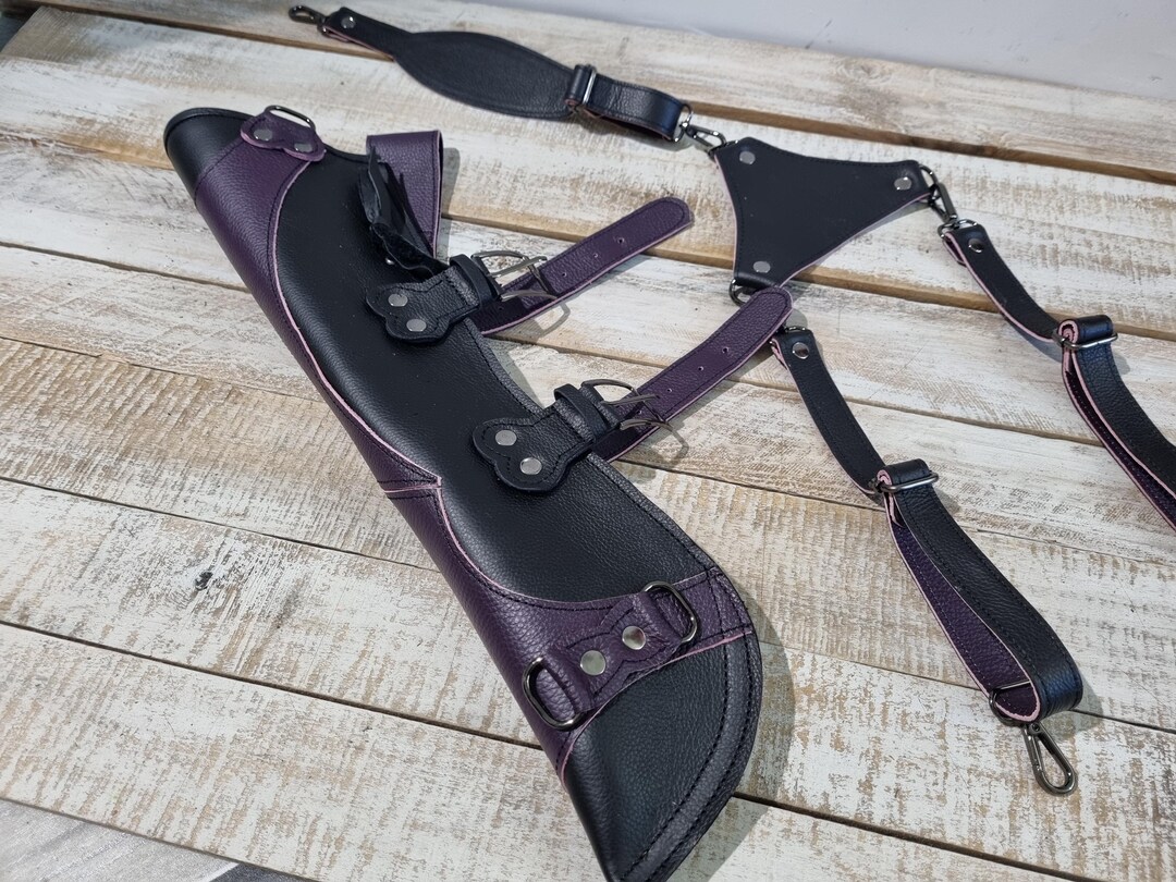 Leather BACK QUIVER With Bow Holder Straps - Etsy