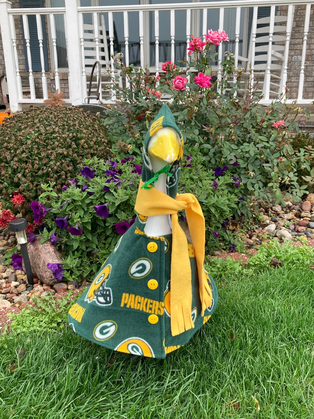 Green Bay Packers Football Fleece Coat With Scarf Concrete Lawn Large ...