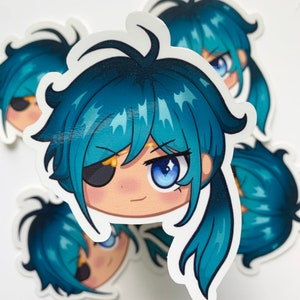 Kaeya Waterproof Sticker Genshin Impact Vinyl Sticker Chibi - Etsy