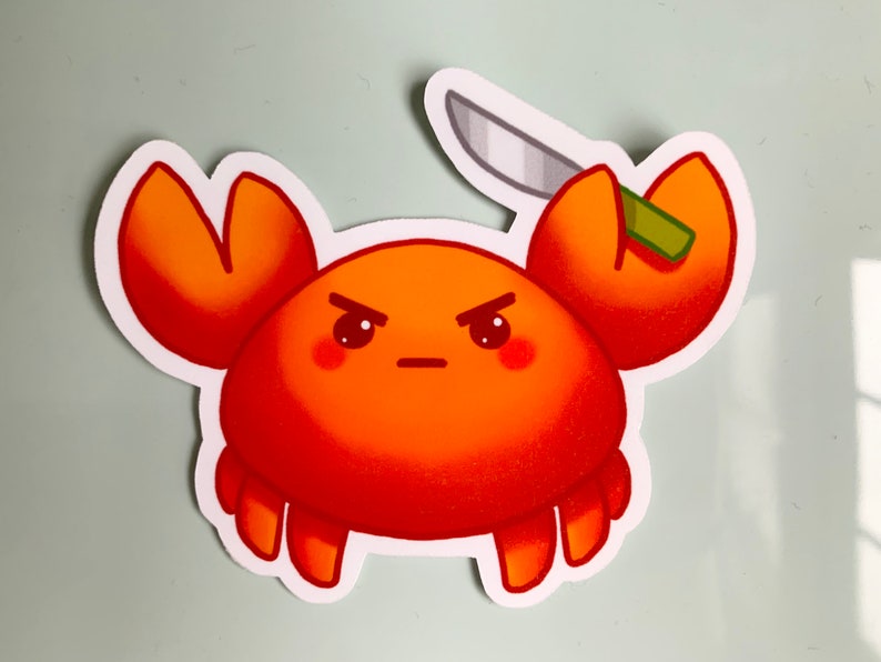 Stabby Crabby Waterproof Vinyl Sticker Kawaii Sticker Funny - Etsy