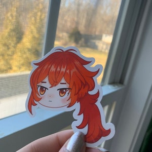 Diluc Waterproof Sticker, Genshin Impact Waterproof Sticker, Chibi ...