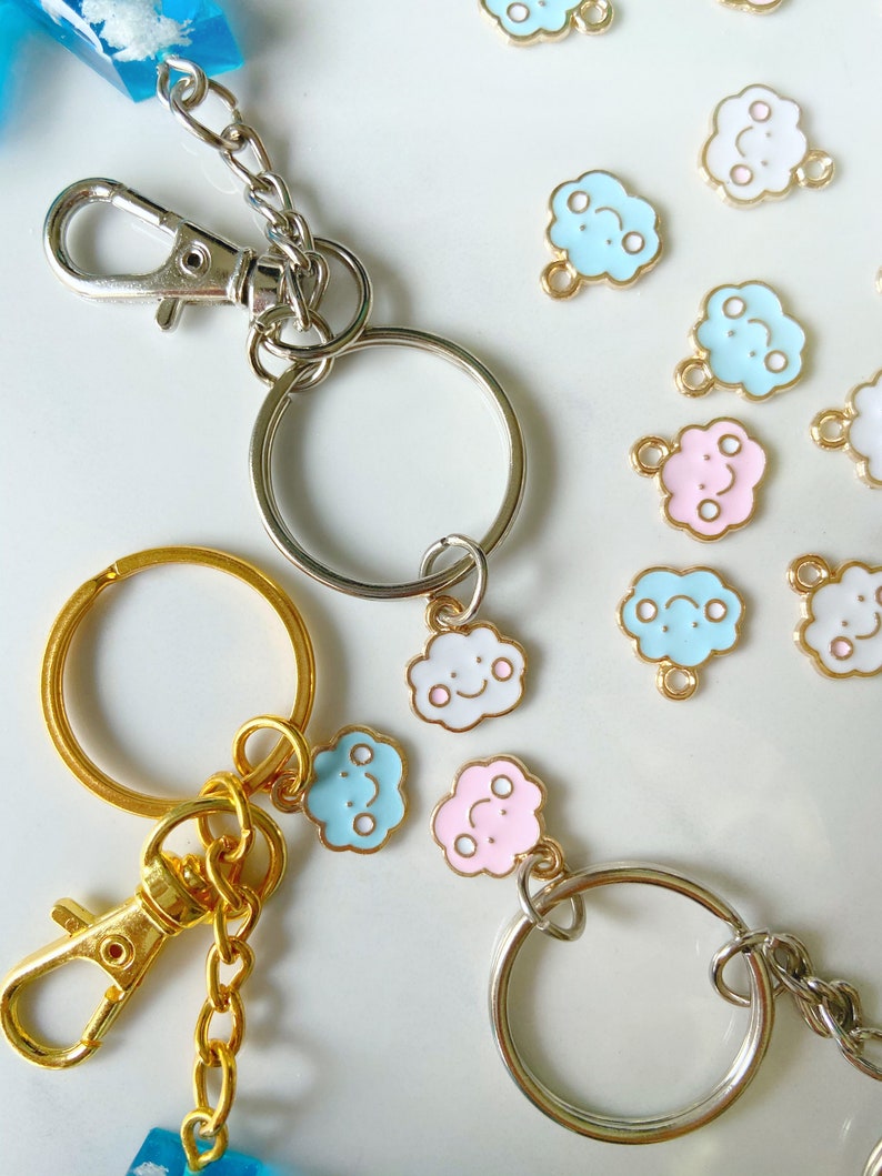 Cloud Keychain Resin Handmade Custom Keychains Initial | Etsy